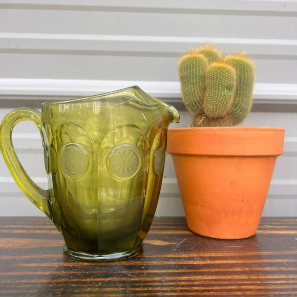 Fostoria | Dining | Vintage Fostoria Coin Pitcher Green Coin Glass ...